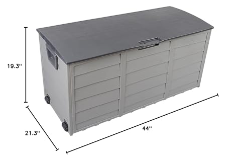 TBMAQ All Weather Pool Deck Box Storage Shed Backyard Patio Outdoor w/Wheel