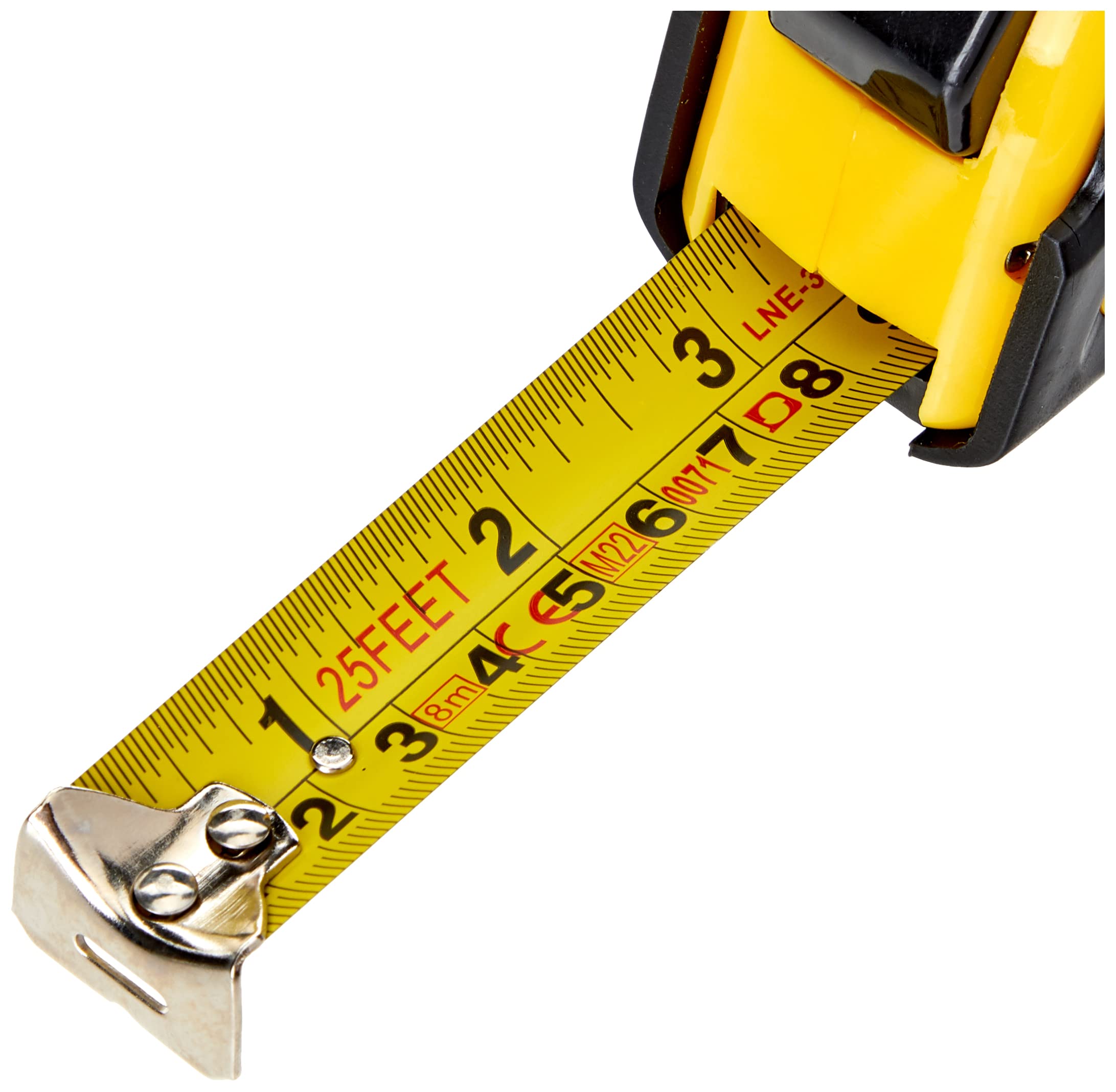 Amazon Basics Self-Locking Tape Measure Set - 25-Feet (8-Meters), 16-Feet (5-Meters), and 33-Feet (10-Meters), Inch/Metric Scale, MID Accuracy, 3-Pack