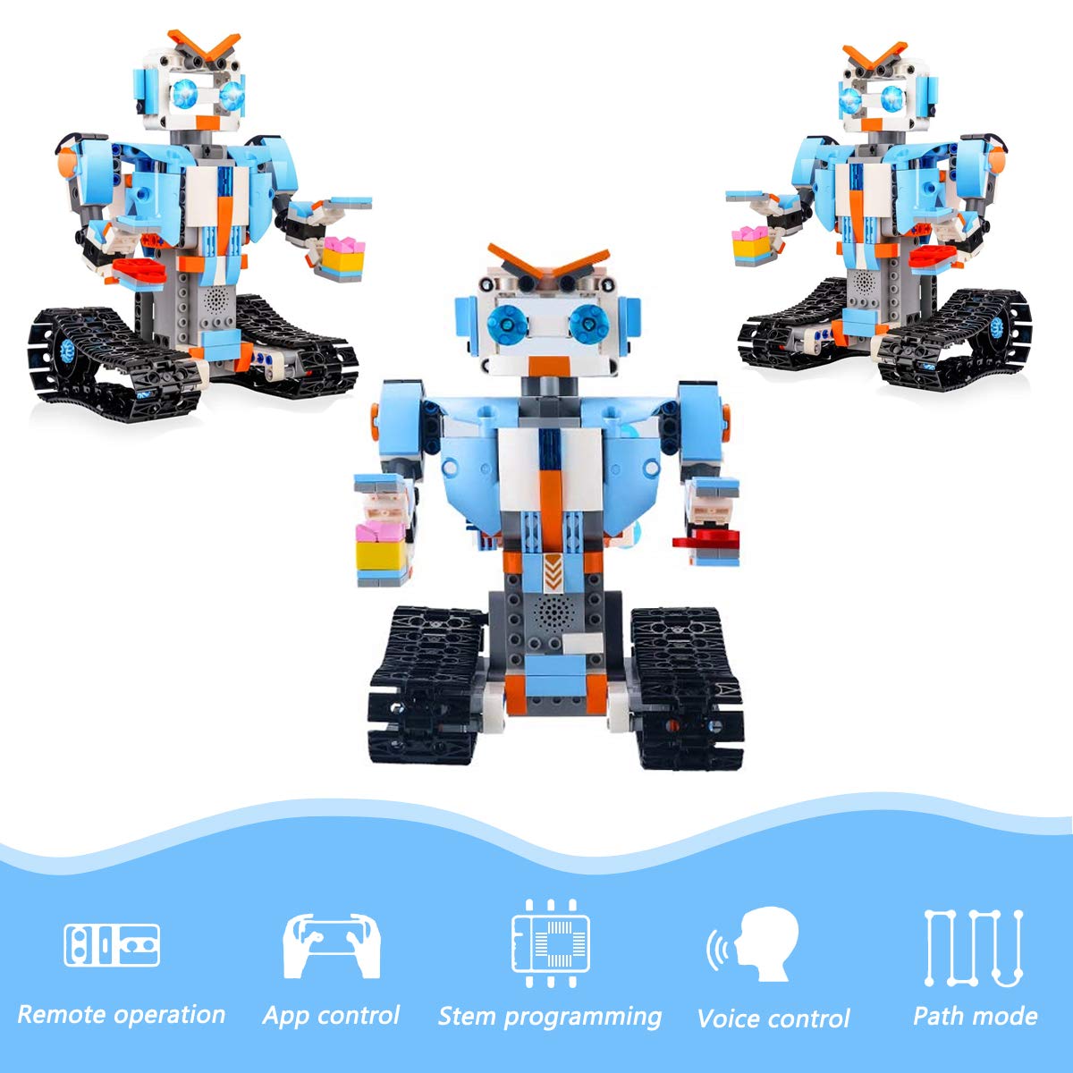aukfa STEM Building Block Toy RC Robot for Kids, App Controlled & Remote Control Robotic Toy for Boys and Girls, Engineering Educational Build Kit, Early Learning Birthday Gift for 8 Years and Up
