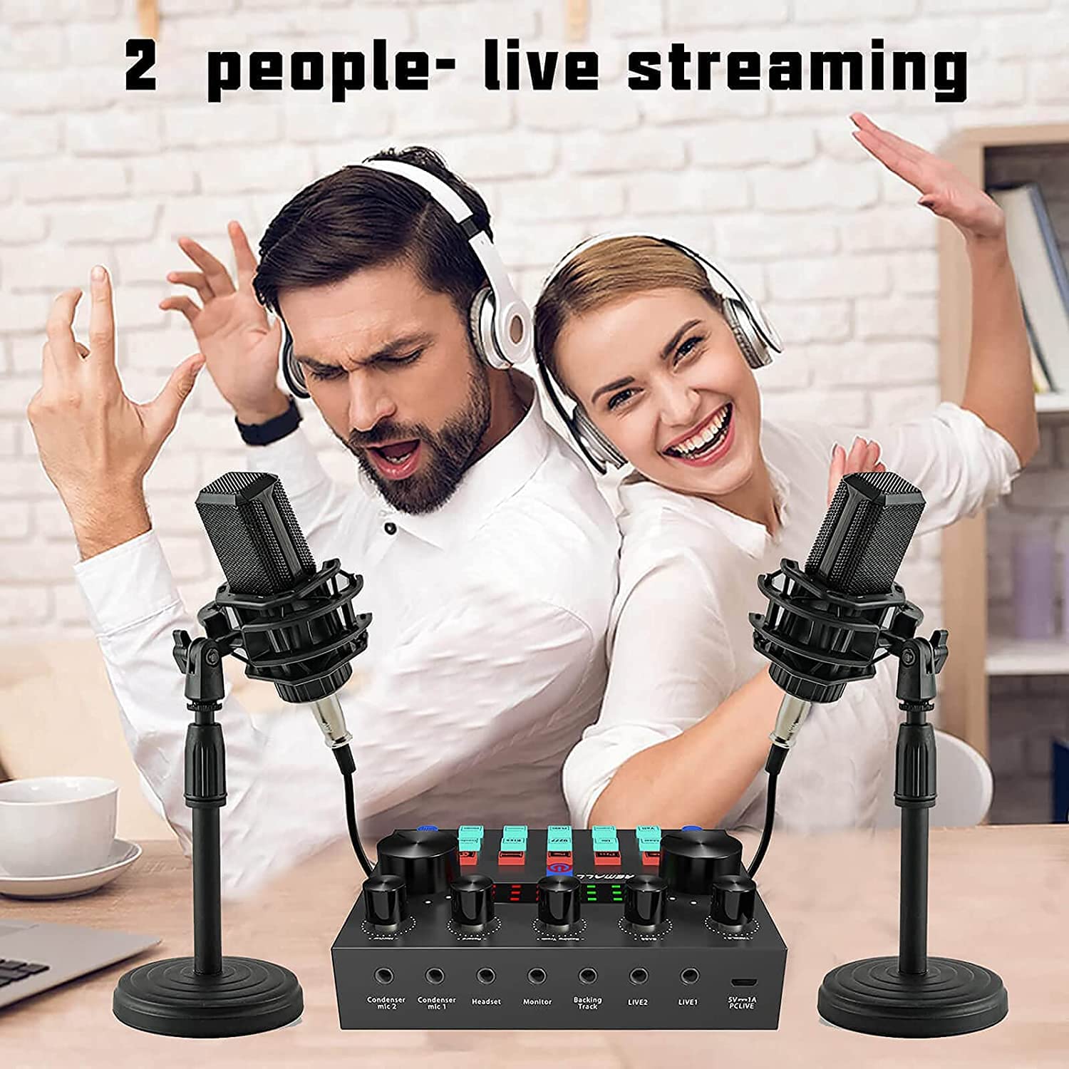 Audio Interface DJ Mixer Sound Card V8，Remall Podcast Equipment Bundle Studio Guitar Voice Changer Live Streaming Recording Gaming Broadcast PC Phone