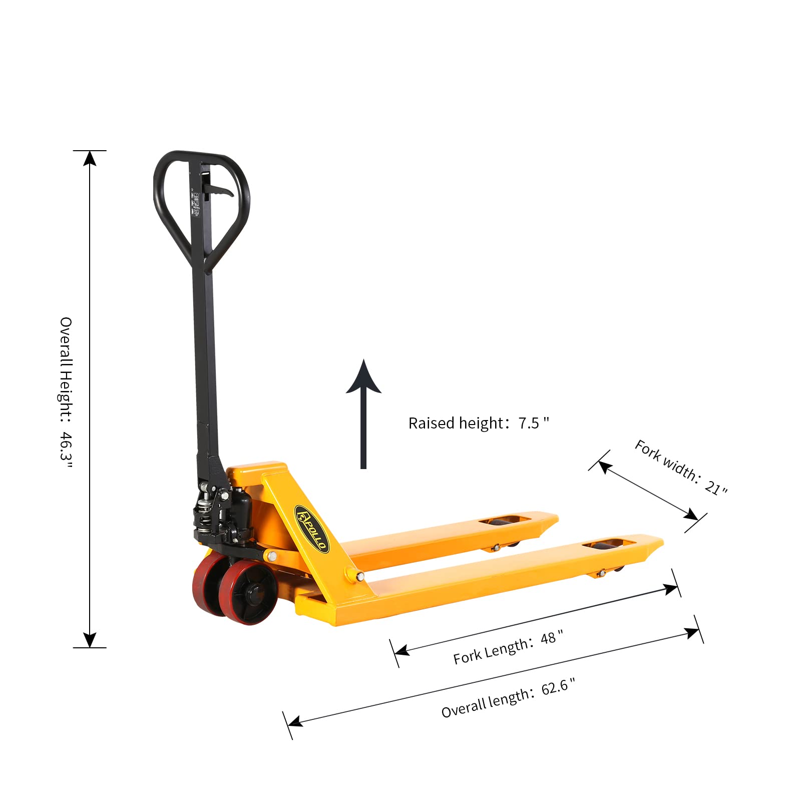 APOLLO Hand Pallet Jack Truck Standard Duty Pallet Truck 5500lbs Capacity 21''W x 48''L Forks Handling Tools