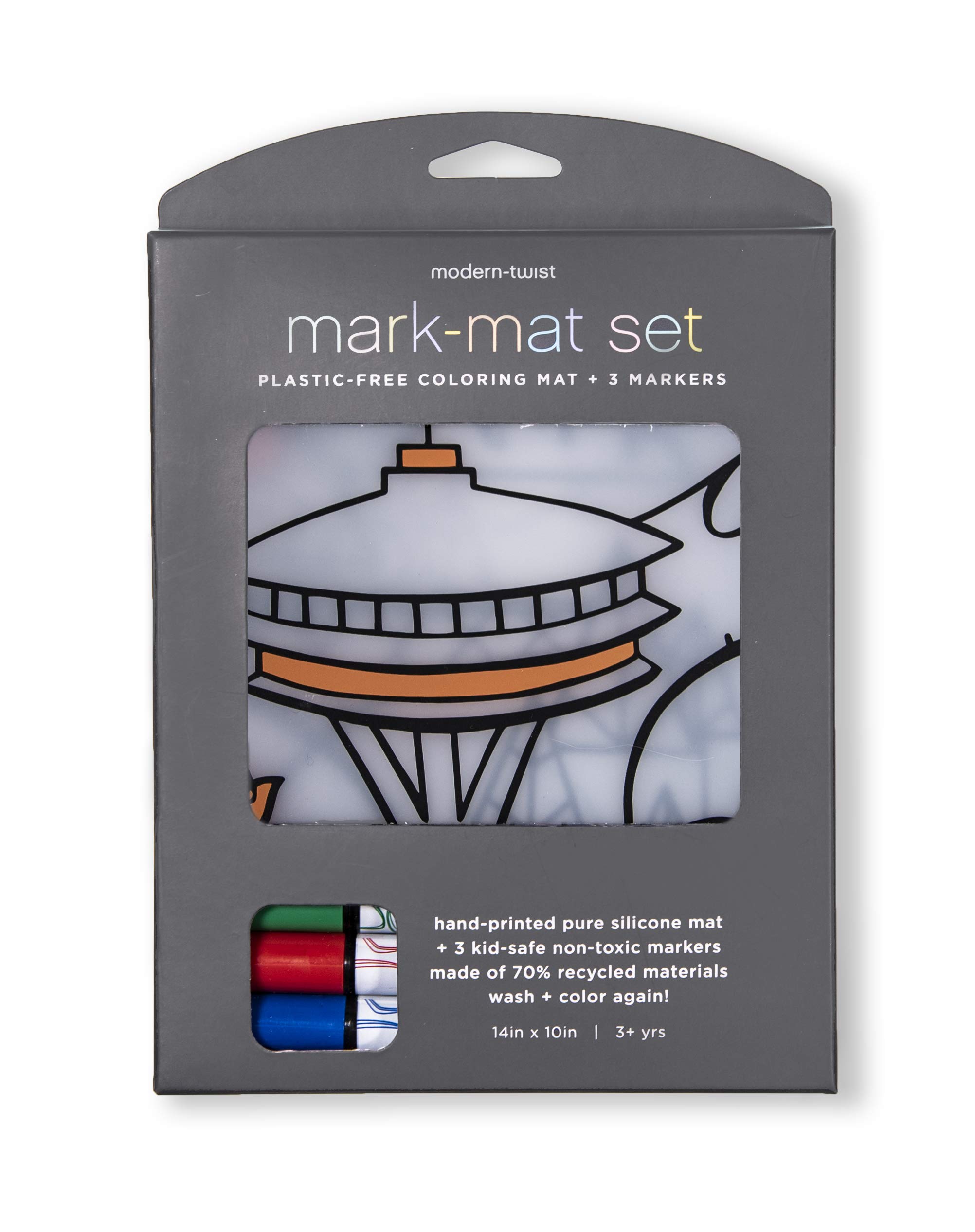modern-twist 10 x 14 Reusable, Waterproof Coloring Mark-Mat Sheet for Kids, 100% Food-Grade Silicone, Pack of 1, Seattle