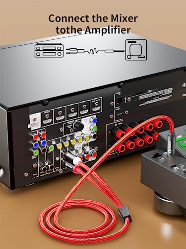 ANNNWZZD RCA to 1/4, TRS to RCA Cable Y Splitter Stereo Cable for Sound, Amplifier, Electric Guitar, Electronic Keyboard 6FT/2m