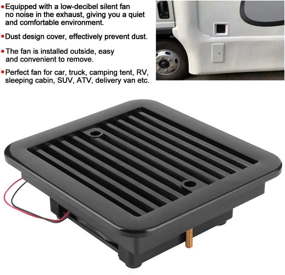 Aramox Vent Fan, 12V 4W Vent Fan with Shutters Vent One‑Way Side Strong Wind Air Camper RV Accessories
