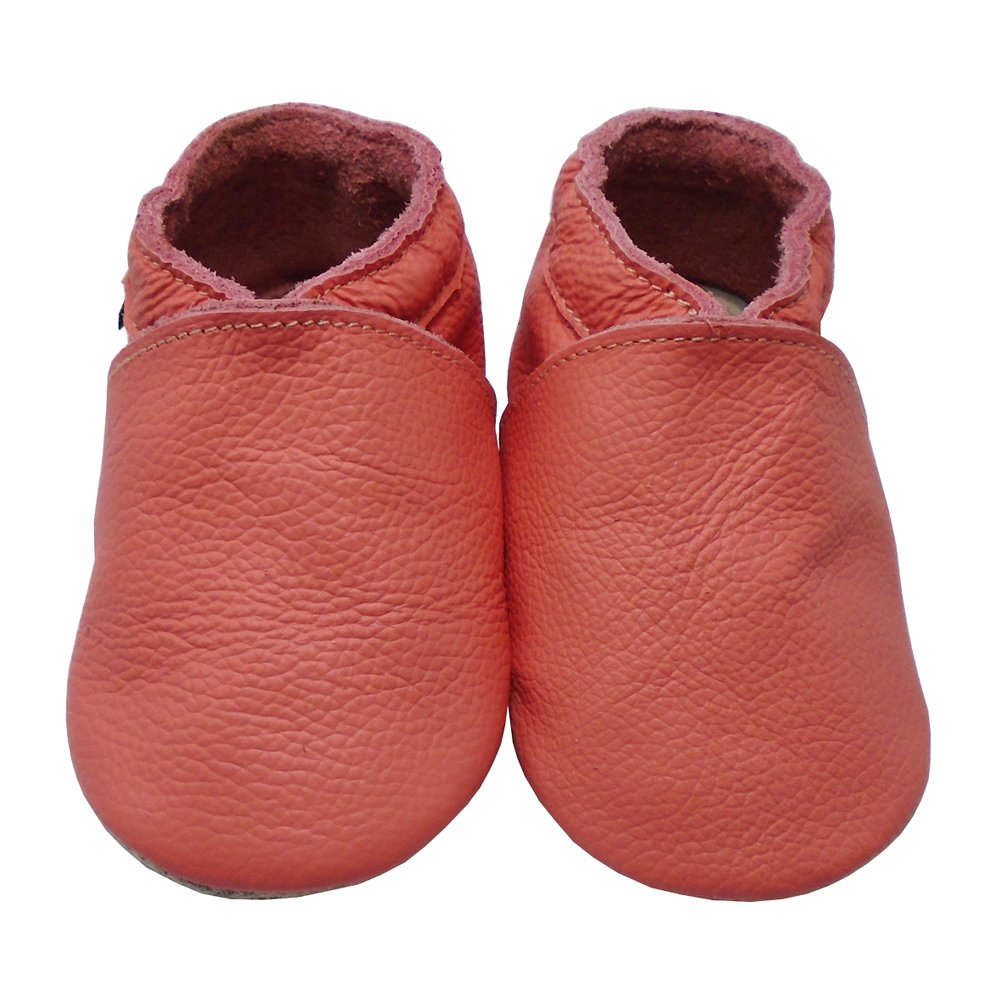 Mejale Baby Soft Soled Leather Moccasins Anti-Slip Infant Toddler Shoes First Walkers(Watermelon Pink,6-12 Mos)