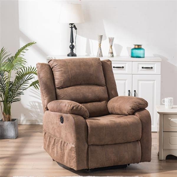 Angola AFLHYJK Electric Lift Function Recliner Massage Chair Light Brown Comfortable&Durable Fabric PU Easy Adjustment Ultimate Relaxation