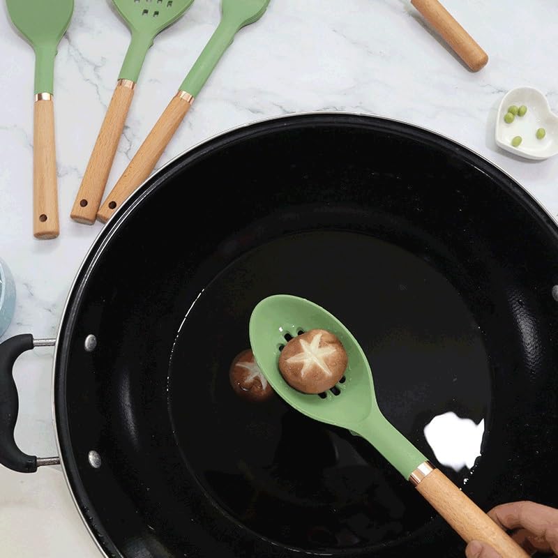 Angola Guyana Heat Resistant Silicone Kitchenware Cooking Utensils Set Colander Frying Shovel Soup Spoon Kit