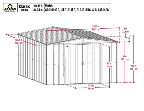 Arrow Classic Steel Storage Shed, 10x14, Flute Grey