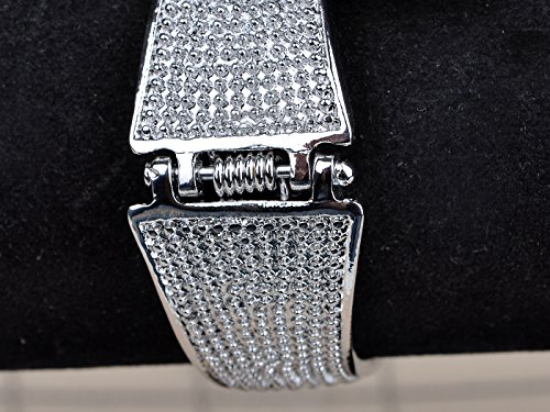Alilang Womens Silvery Tone Clear Iridescent Rhinestones Big Butterfly Bangle Bracelet
