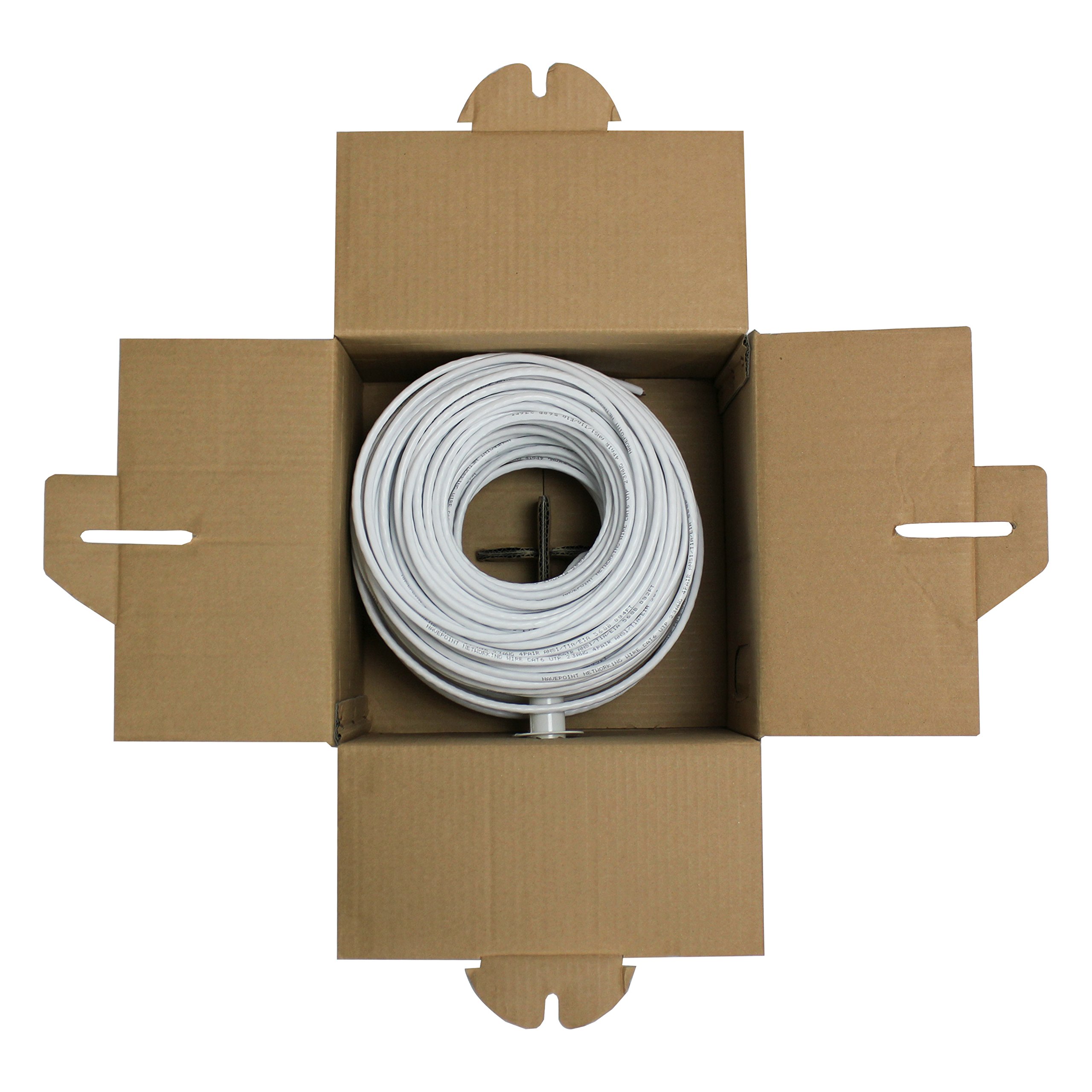 NavePoint CAT6 Ethernet Cable - CCA Bulk CAT6 Cable 250ft Ethernet Cable, 550MHz, 23AWG 4 Pair, Unshielded Twisted Pair (UTP), Solid White