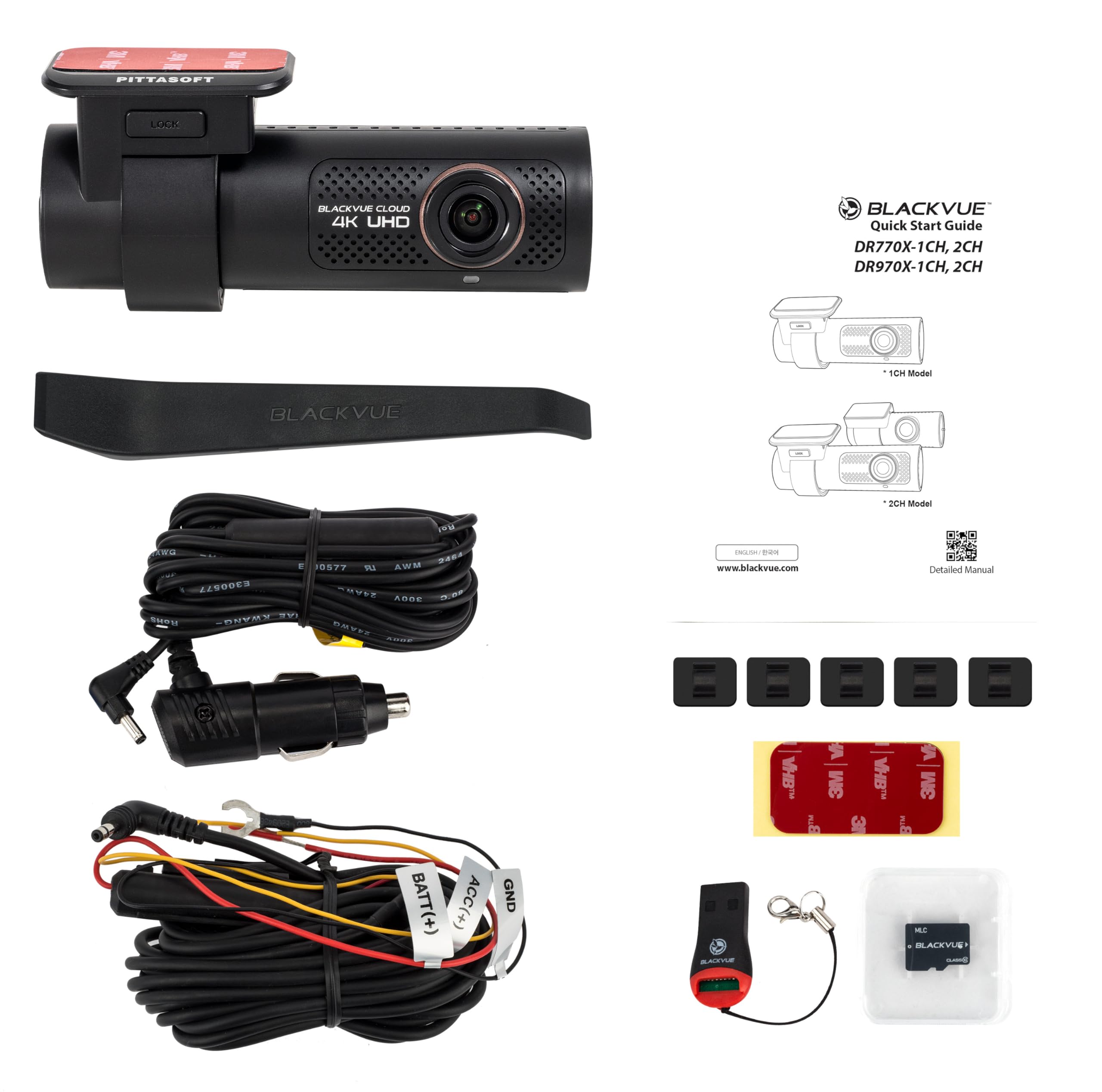 BlackVue DR970X-1CH 64GB | Single-Channel 4K UHD Cloud Dashcam | Built-in Wi-Fi, GPS, Parking Mode Voltage Monitor | LTE and Mobile Hotspot via Optional LTE Module | Made in Korea