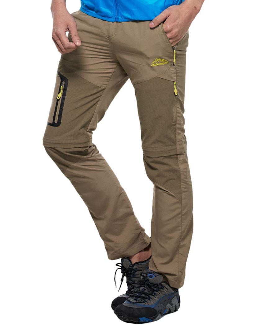 Amoystyle Men's Water-Repellent Quick Dry Convertible Hiking Pants Khaki Asian 7XL