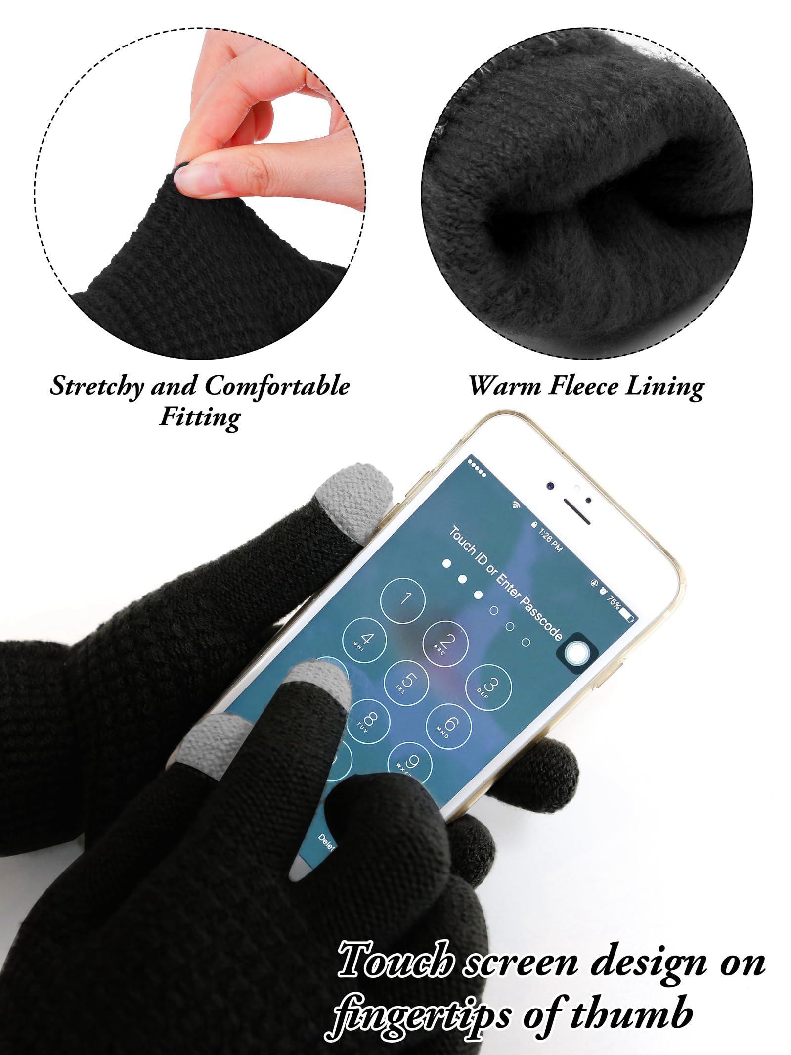 Aneco Winter Warm Sets Buffalo Plaid Scarf Knitted Beanie Hat Gloves Earloop Warm Cover for Men and Women