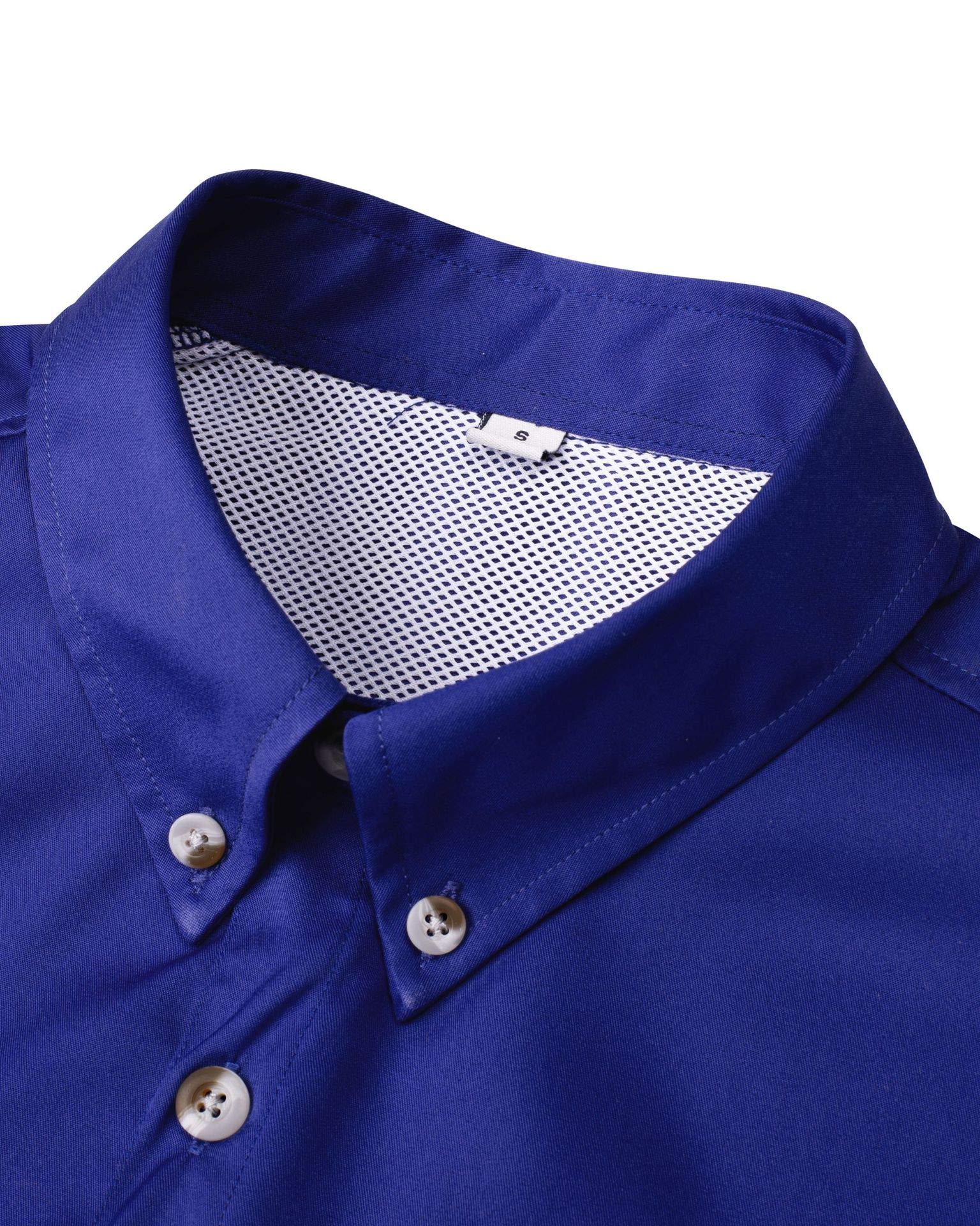Alimens & Gentle Men's UPF 40+ UV Protection Shirts, Breathable Quick Dry Short Sleeve Fishing Shirt, Blue, Medium