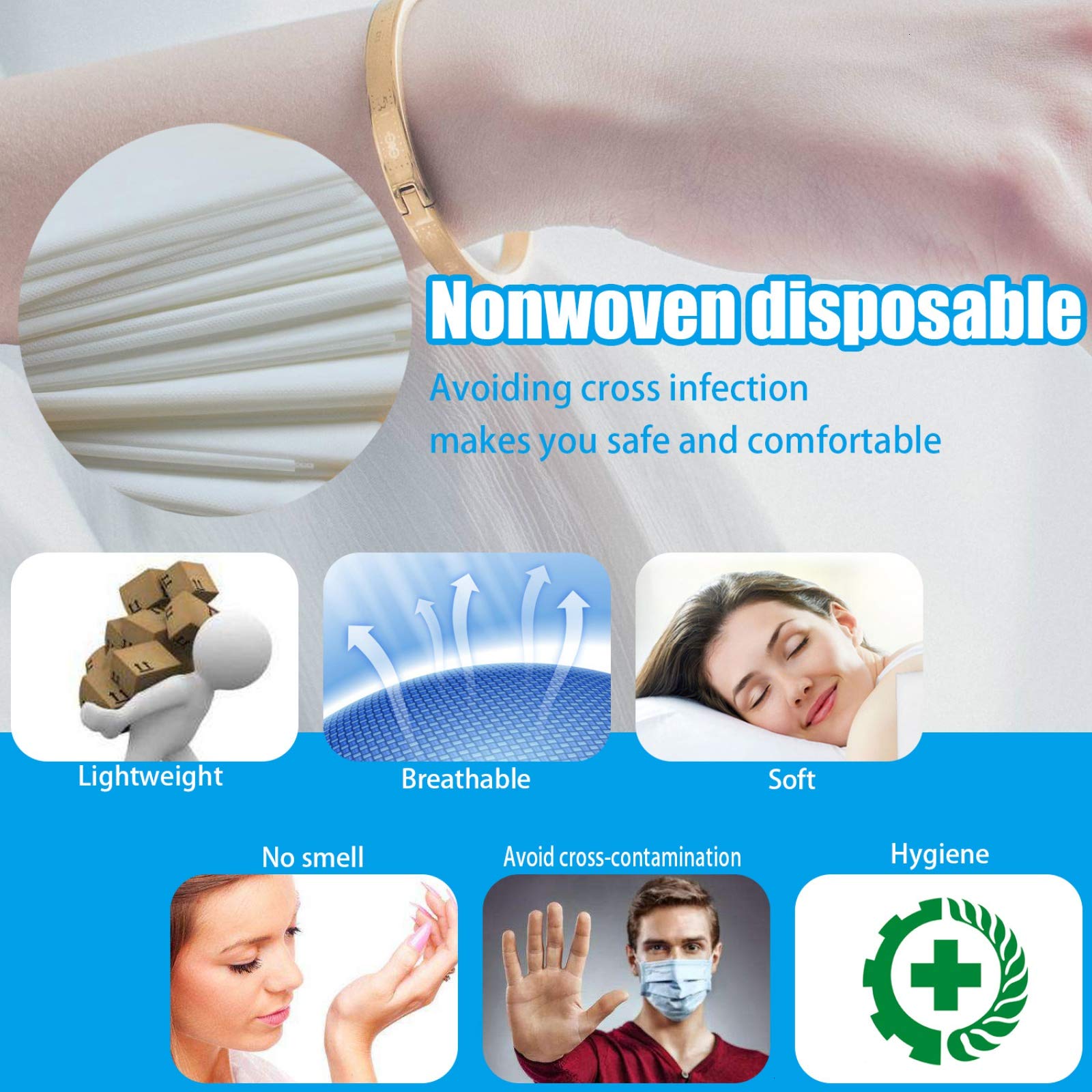AQUEENLY 20PCS Spa Bed Sheets Disposable Massage Table Sheet Waterproof Bed Cover Non-woven Fabric, 31" x 67"
