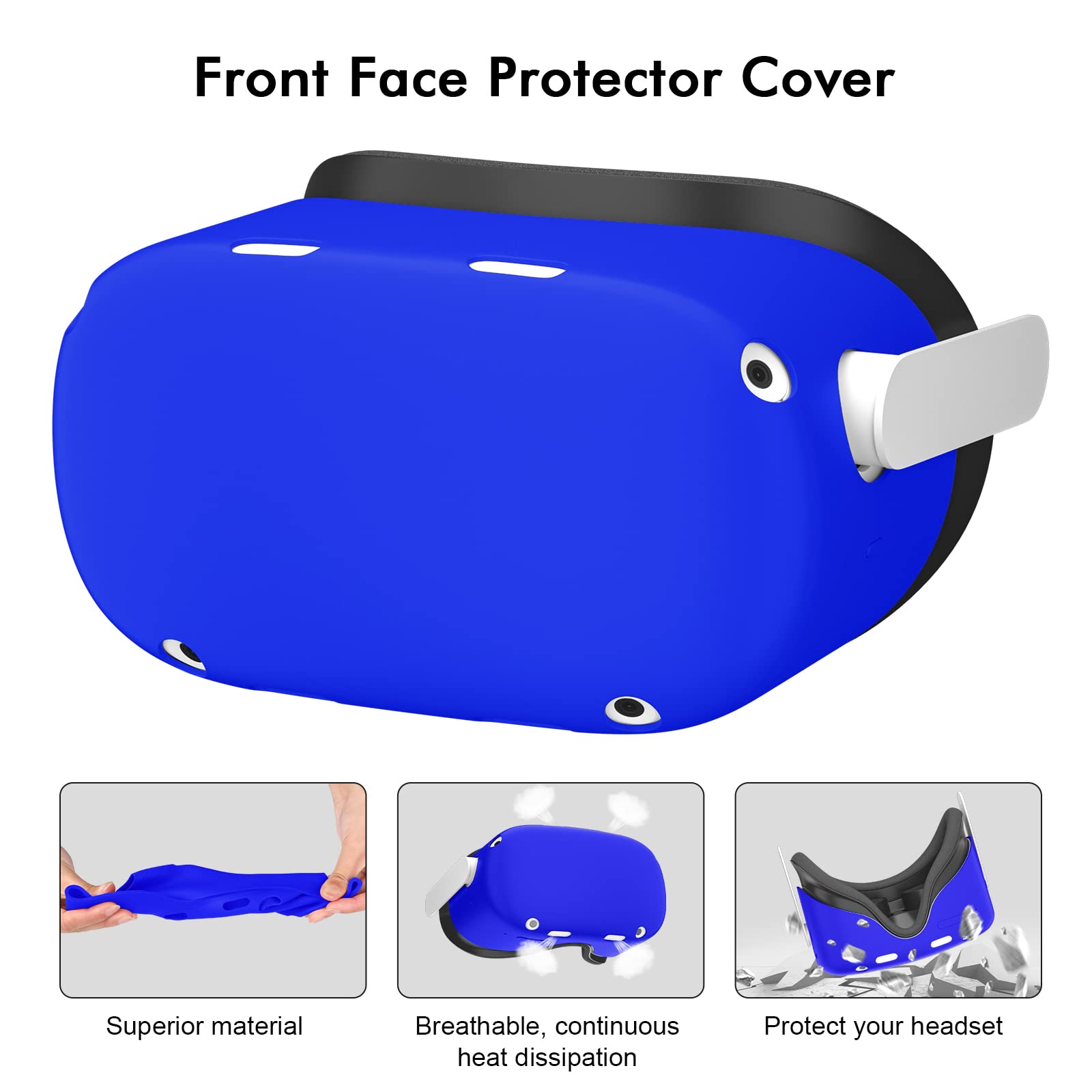 Accessories for Oculus Quest 2, YIZEIJOB 4 in 1 VR Silicone Cover Skin Set- Including VR Headset Cover, Two Quest2 Controllers Grips Cover, Anti-Sweat Face Pad, and Oculas VR Lens Protector-Red