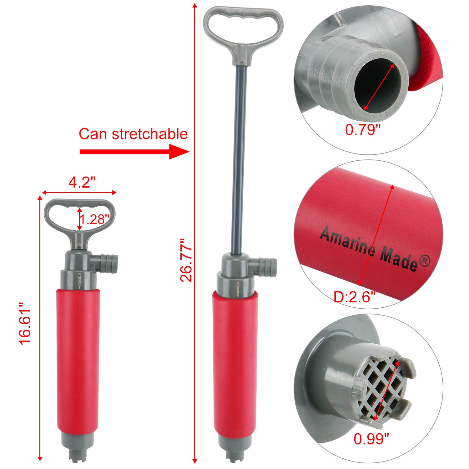 Amarine-made Kayak Bilge Pump Hand Pump Floating Hand Bilge Pump for Kayak Rescue (A)