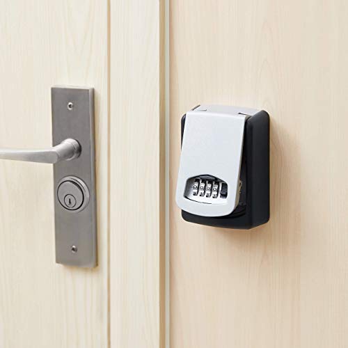 Amazon Basics Wall Mounted Key Storage Box, Combination Lock, Black, 3.4" x 4.7" x 1.4"