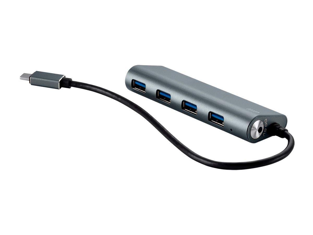Monoprice 4 Port USB-C Hub - Aluminum, SuperSpeed Transfer Rates, Compatible With Apple MacBook, Google Chromebook & More, Gray
