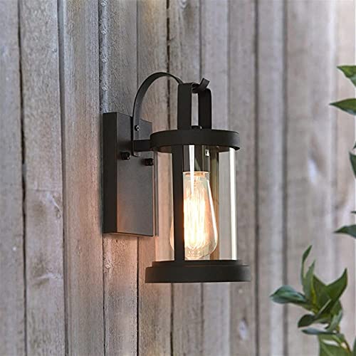 Rustic Farmhouse Wall Lanterns Outdoor Waterproof Wall Sconce Exterior Wall Mount Black Porch Light with Clear Glass Shade for Home Patio Garden Garage Lighting