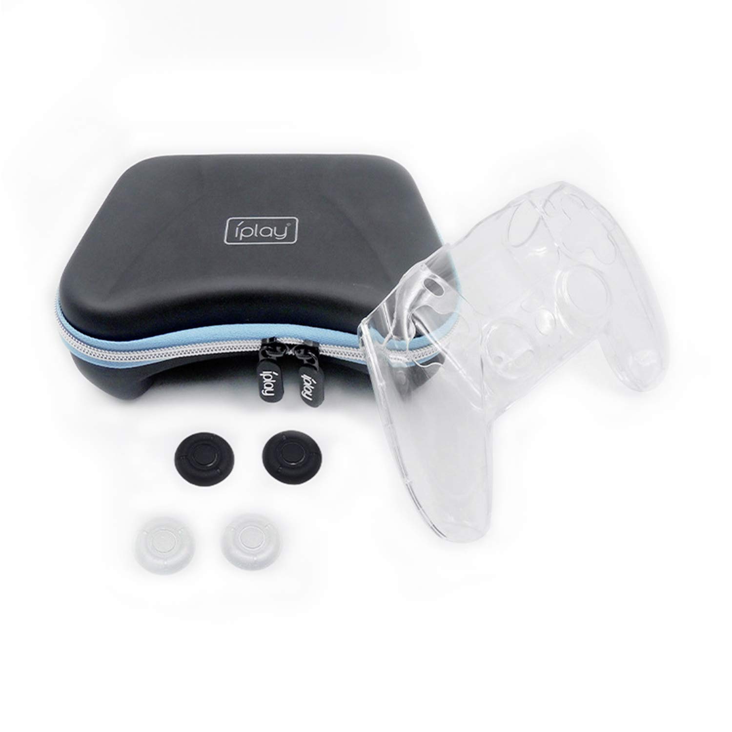 Autker Carrying Case for PS5 Controller, 6 in 1 Accessories Kit Including Travel Case & Protective Cover & Thumb Stick Caps for Playstation 5 Controller (Transparent)