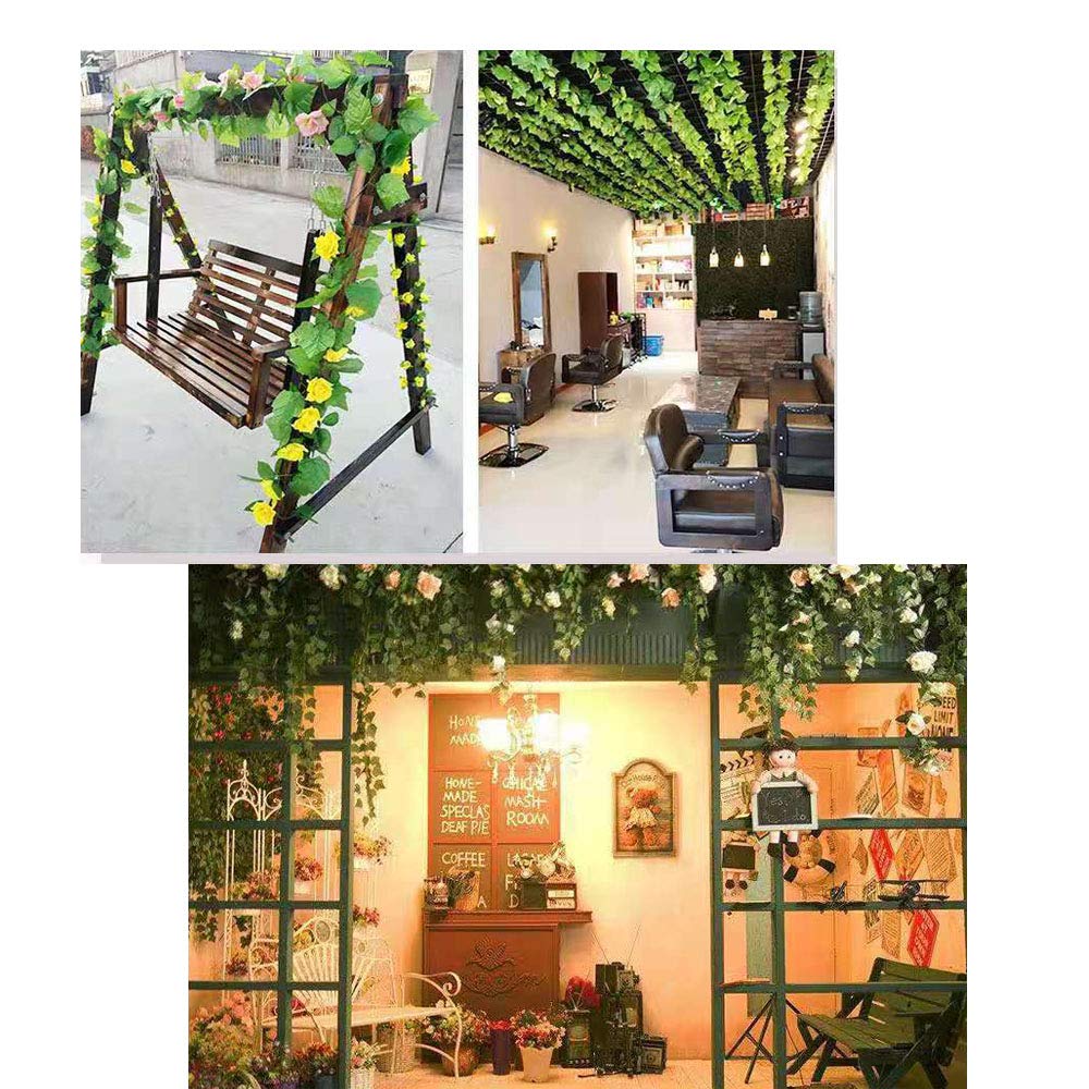 FOLUXING 24 Pack 165Feet Artificial Ivy Garland，Leaf Vines Plants, Fake Ivy Leaves Hanging for Home Kitchen Garden Office Party Wedding Wall Decoration