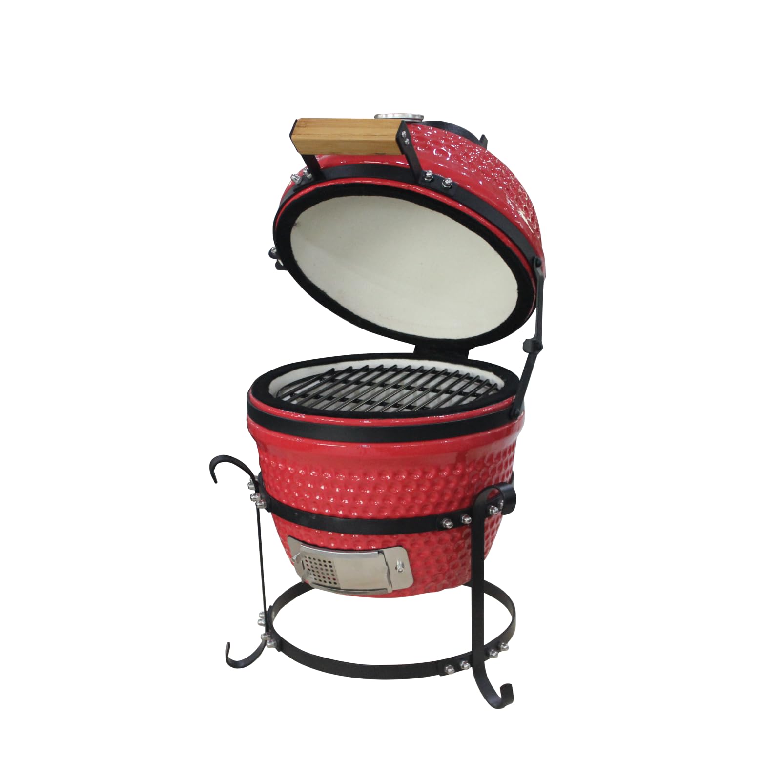 AUPLEX 13" Kamado Charcoal Grill, Ceramic BBQ Charcoal Grill, Mini Portable Clay Smoker Oven Barbecue Grill for Backyard, Balcony
