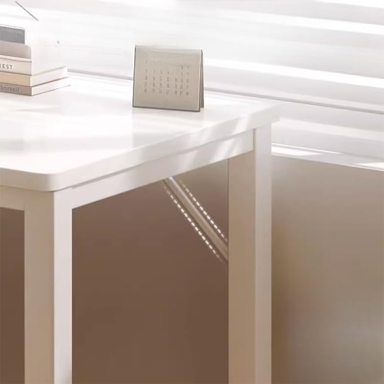 LITFAD White L-Shape Writing Desk Manufactured Wood Office Desk Computer Desk for Home Office - 47" L x 39" W x 30" H Right Hand Return Without Chairs