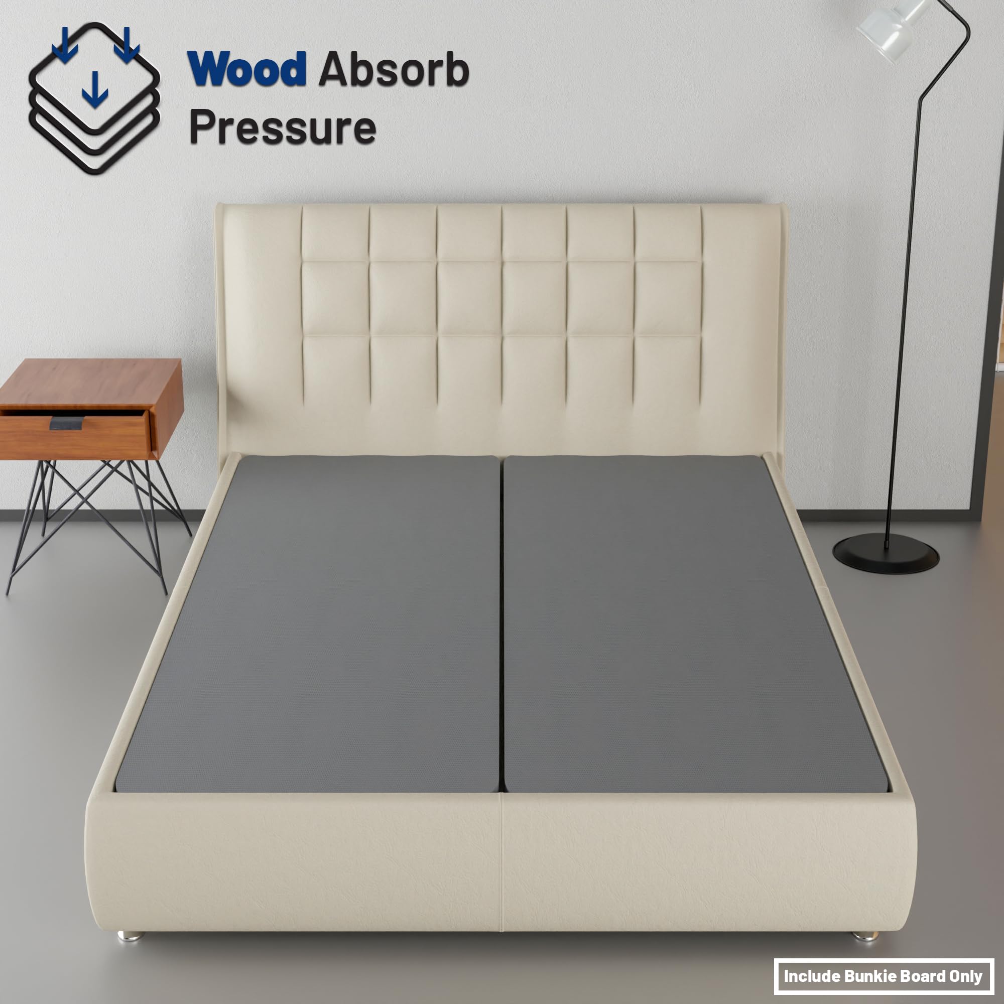 Continental Sleep, 1.5-Inch Split Fully Assembled Bunkie Board for Mattress/Bed Support, King, Grey.