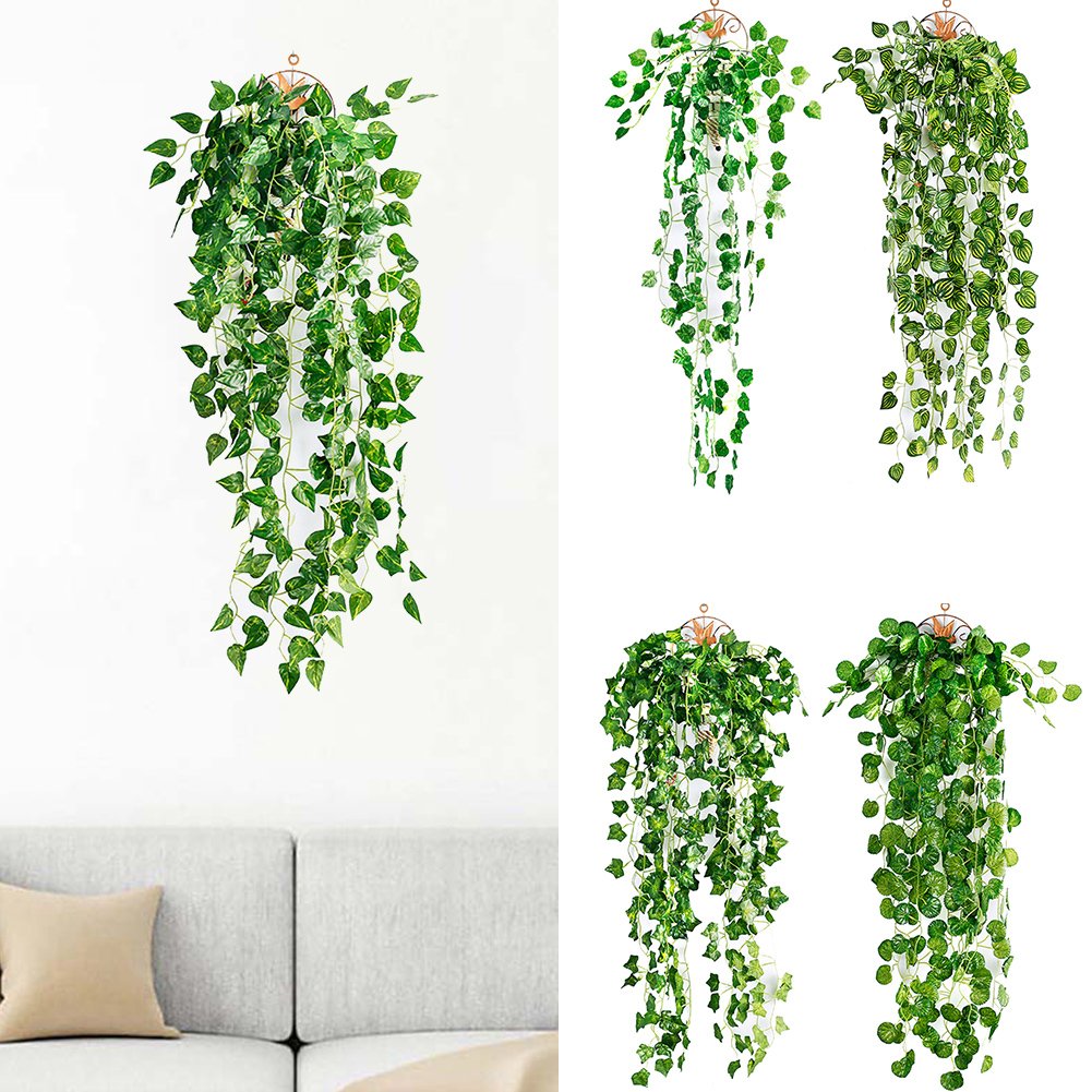 Amzanjon Artificial Ivy Vines, Artificial Fake Hanging Vine Plant Leaves Garland Home Garden Wall Decoration - 1#