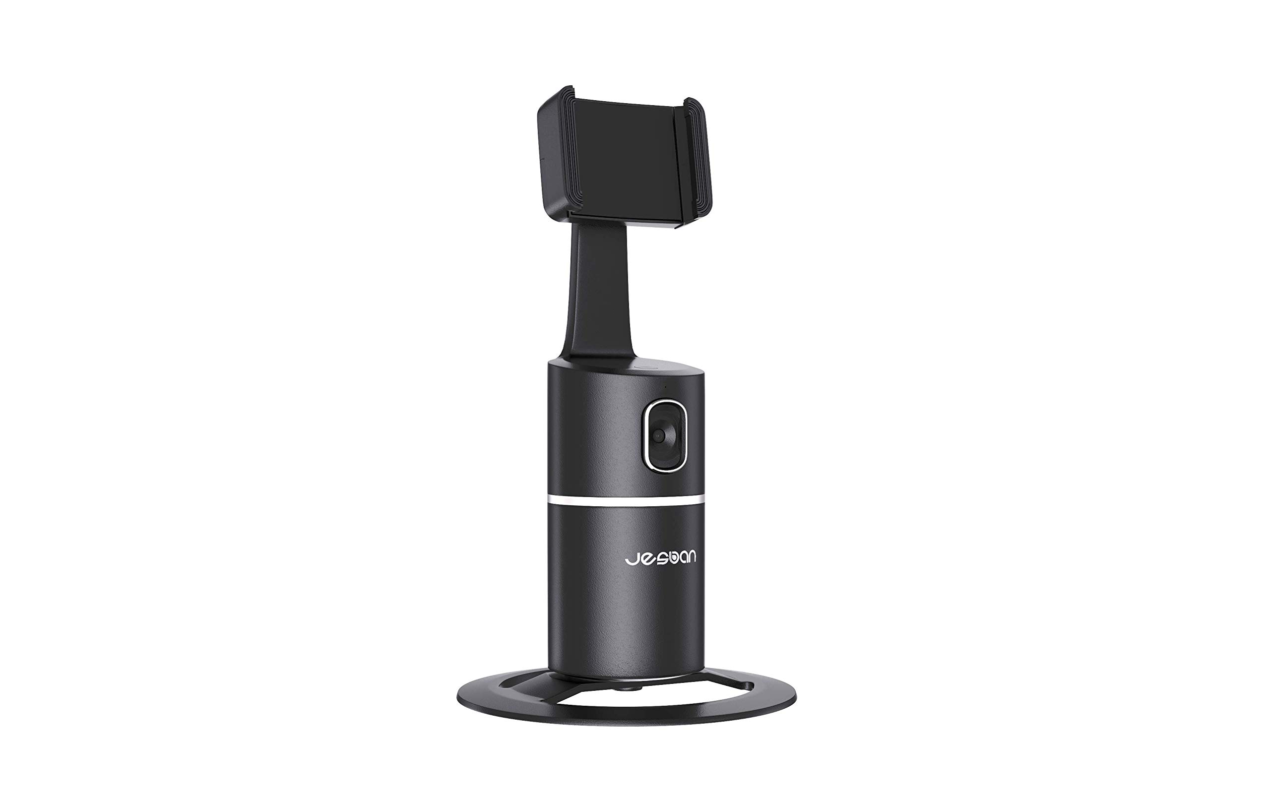 Auto Face Tracking Tripod, 360° Rotation Phone Camera Mount with Selfie Ring Light, No App, Battery Operated Smart Shooting Holder for Live Vlog (Black)