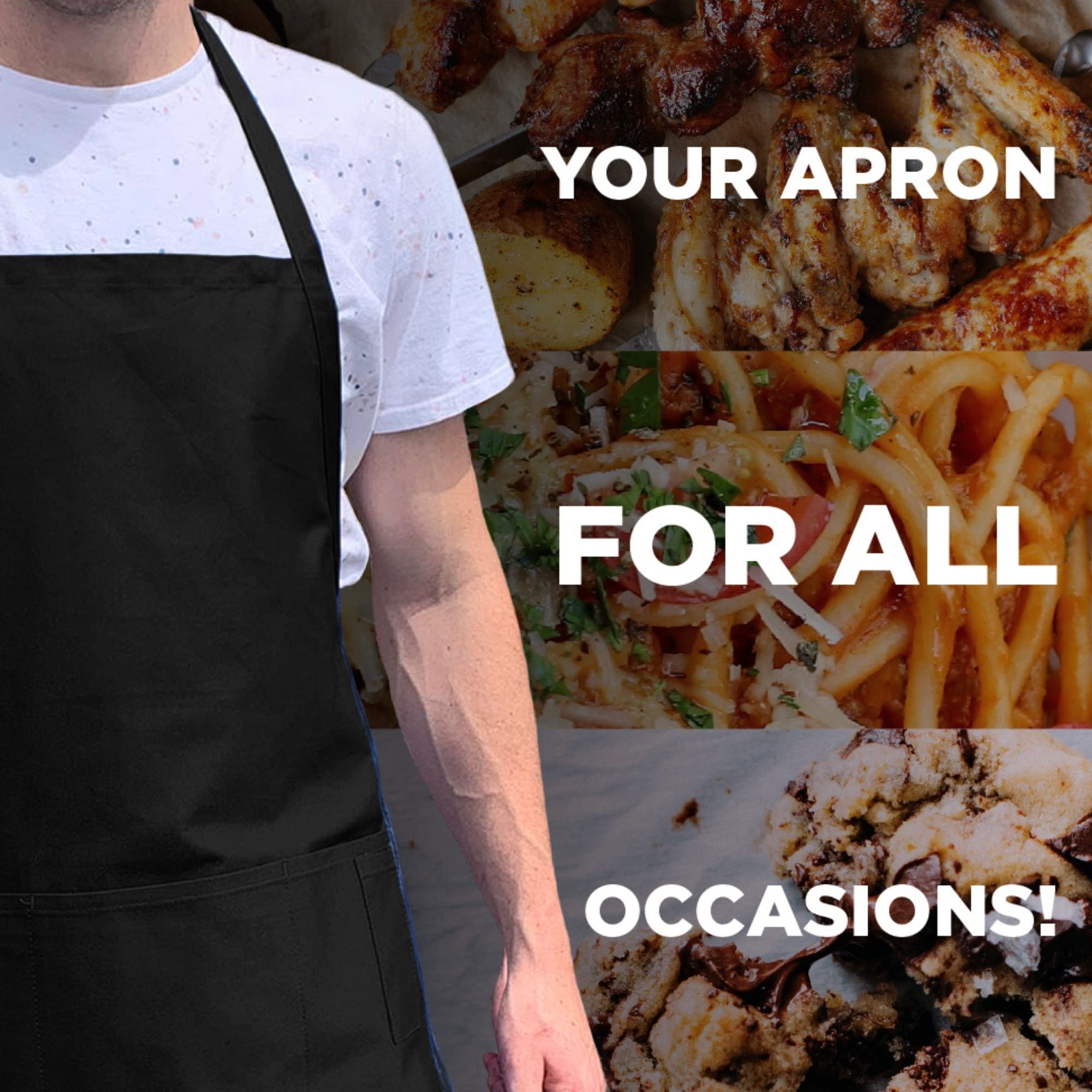 ApronMen, The Grill Ninja BBQ Grilling Funny Aprons For Men With Adjustable Straps One Size Fits All Cooking Aprons With Pockets - Professionally Printed Gifts For Dad