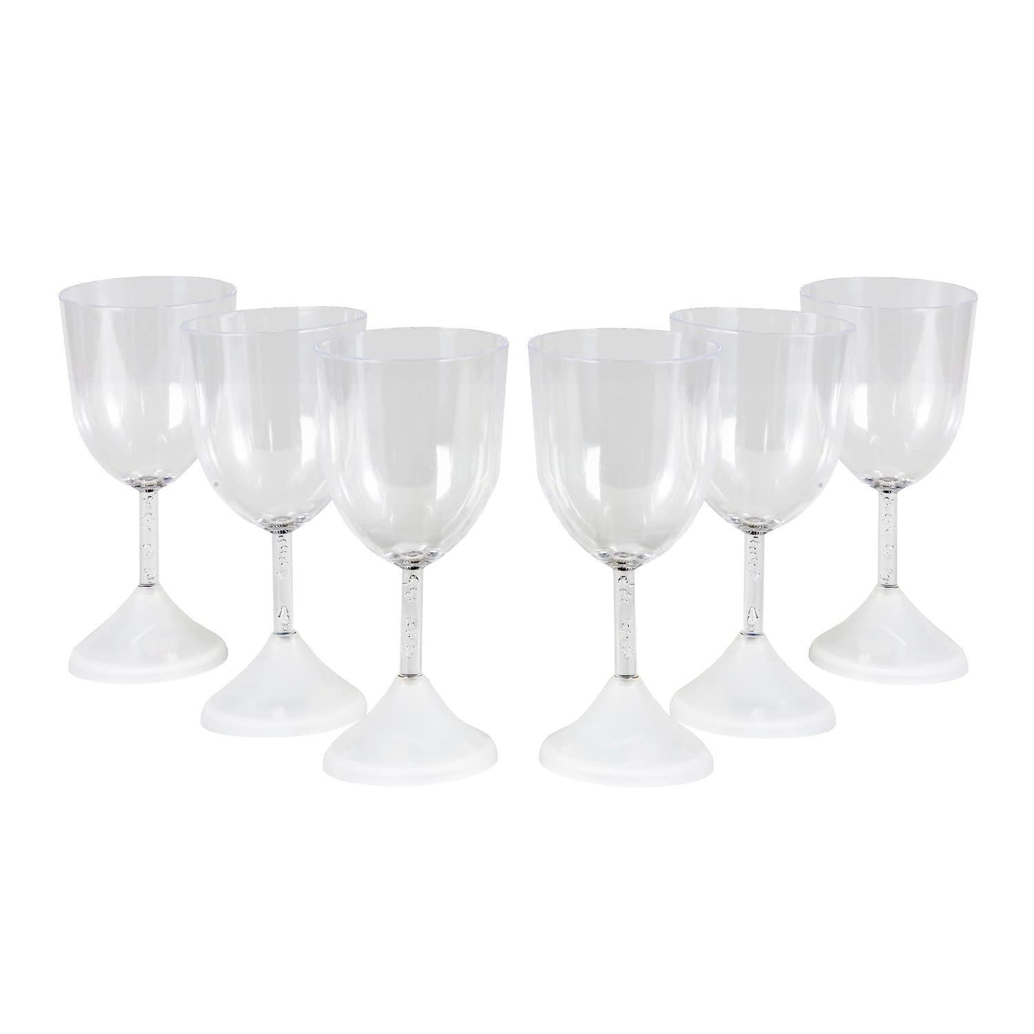 ART & ARTIFACT LED Light up White Wine Glasses Set of 6 - Plastic Wine Glasses with Stem, Outdoor Wine Glasses Unbreakable