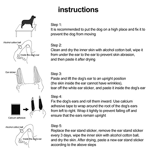 CDQL Dog Ear Stand Sticker Up Support Tool, Fix Dog Ear Posture, Comfortable and Easy to Use, Ideal for Doberman, Samoyed, Great Dane, Prevent Sweating and Itching (10 * 5cm)