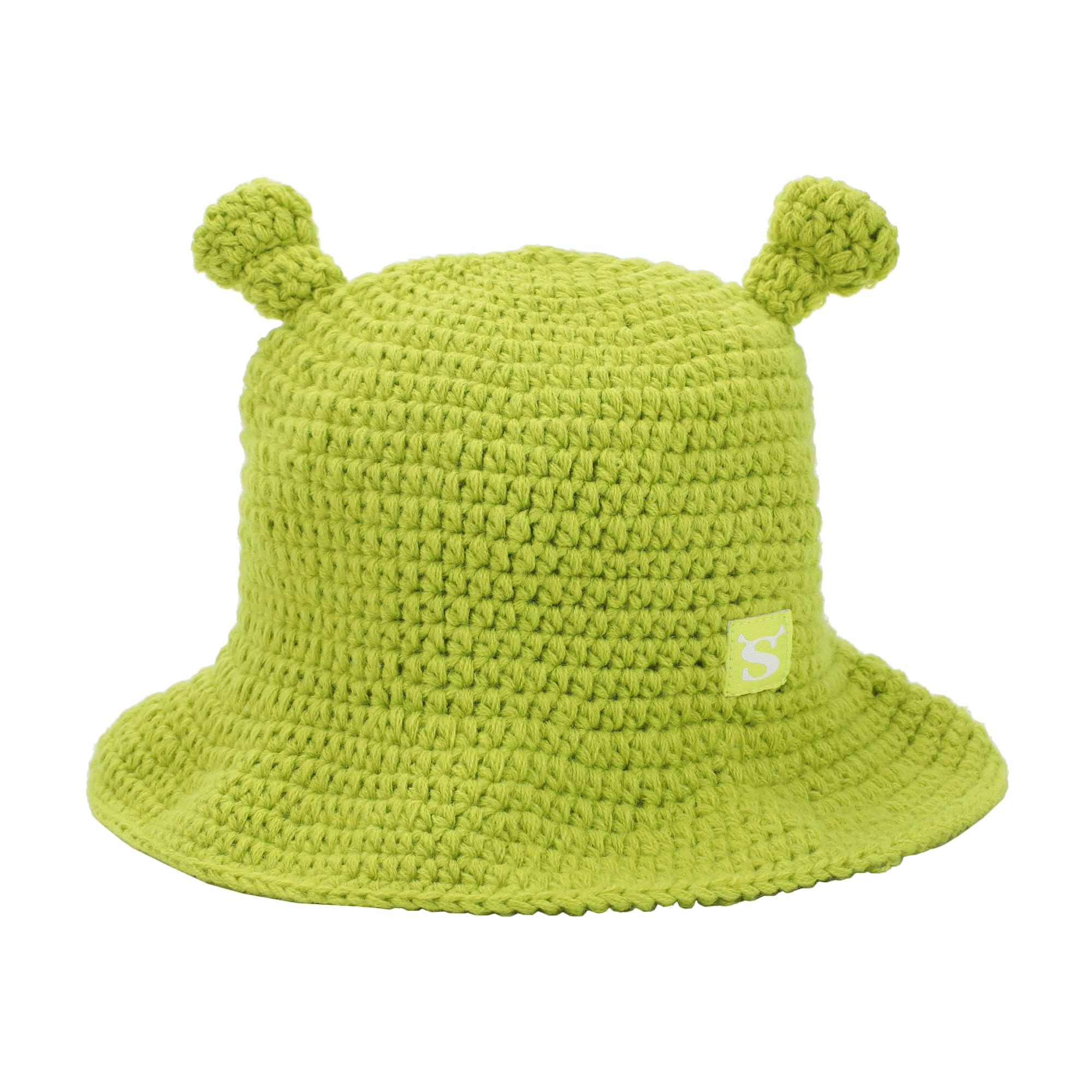 Bioworld Shrek Ogre-Inspired Green Crochet Bucket Hat with 3D Ogre Ears