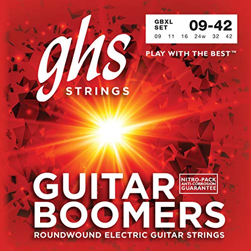 GHS Strings Boomers - GBXL-10 Set (GBXL) Nickel Plated Electric Guitar Strings - Extra Light (9-42) - Pack of 10