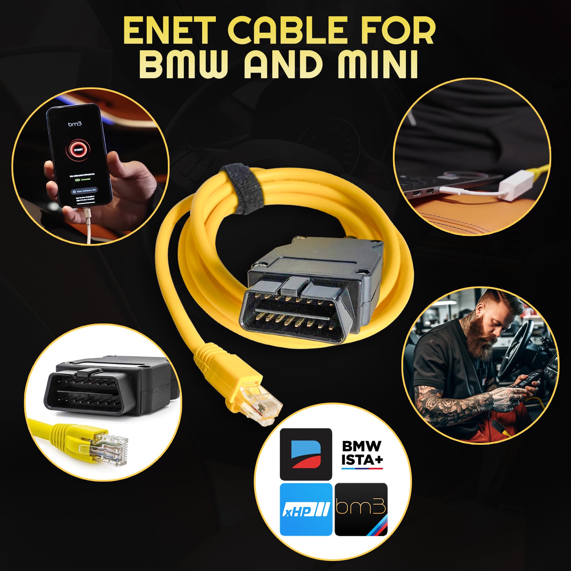 New 2M Ethernet to OBD Interface Cable E-SYS ICOM Coding F-series for BMW ENET