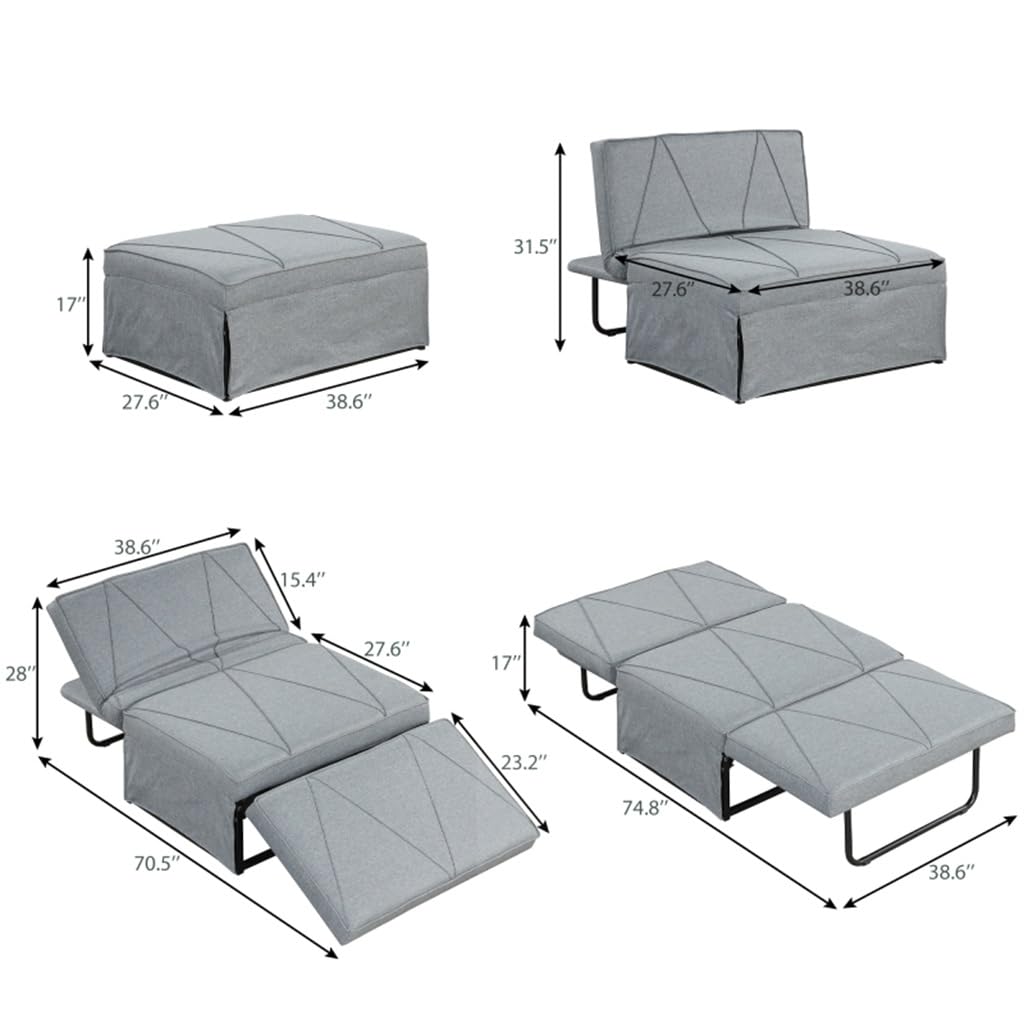 APAINI Sofa Bed,4-in-1Folding Ottoman Sofa Bed Sleeper Chair Convertible Chair Into Bed with Adjustable Backrest