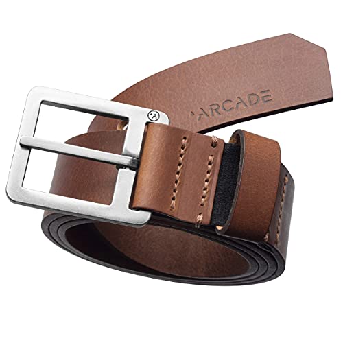 Arcade The Leather Unisex Padre Belt, Hidden Stretch, Alloy Buckle, Brown, Large (35.5 in - 41.5 in)