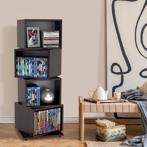 Atlantic 4-Tier Rotating Media Storage Cube, Holds Optical Media in independently Rotating Shelves, Expresso (Updated)