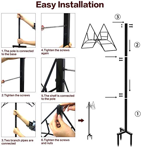 Artigarden Garden Hose Holder - Free Standing Metal Water Hose Stand Heavy Duty Flexible Pipe Storage Hanger Organizer for Lawn & Yard