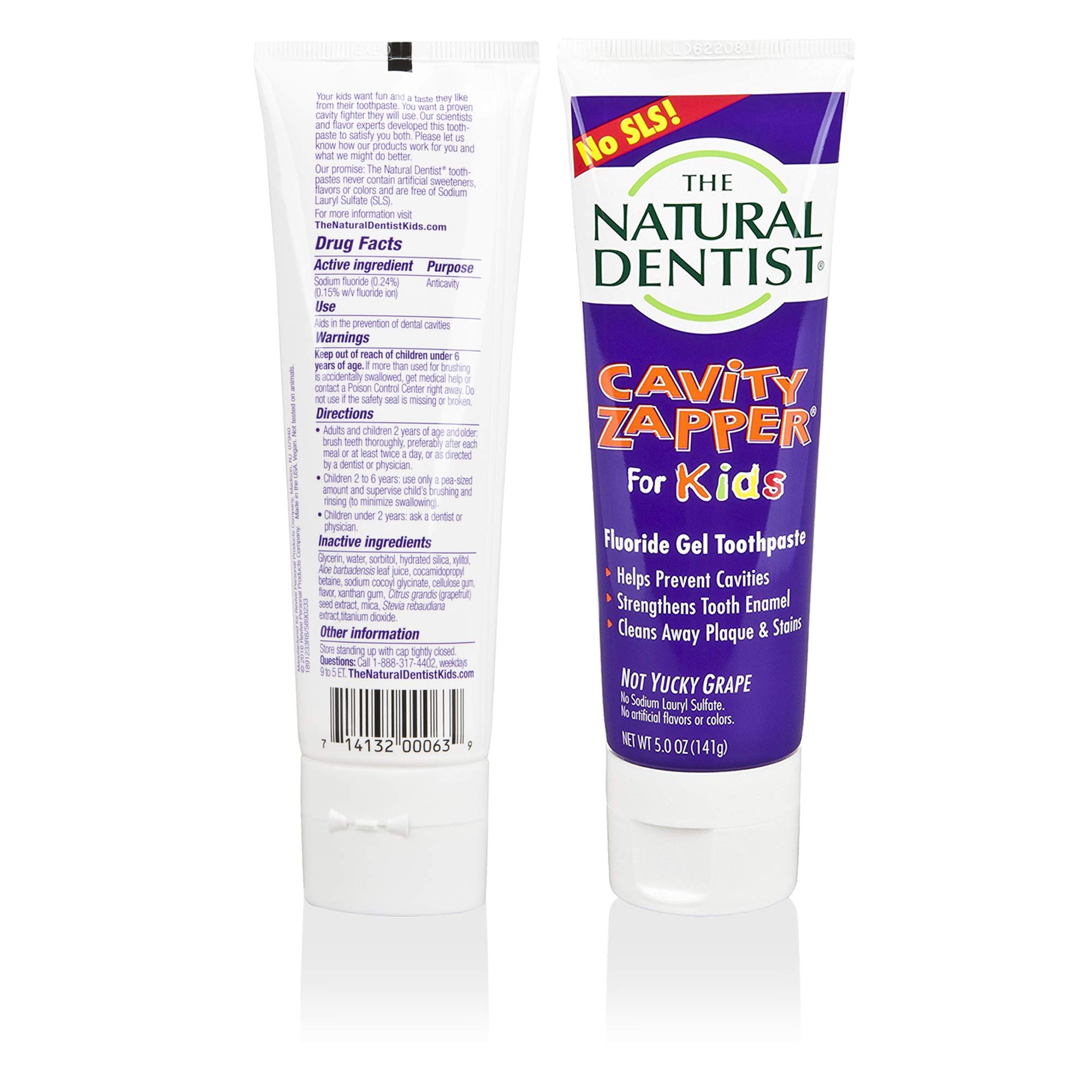 New Packaging Cavity Zapper Natural Dentist Kids Fluoride Toothpaste Prevent Cavities Remineralize Teeth Strengthens Enamel Remove Plaque Stains (Pack Of 2)