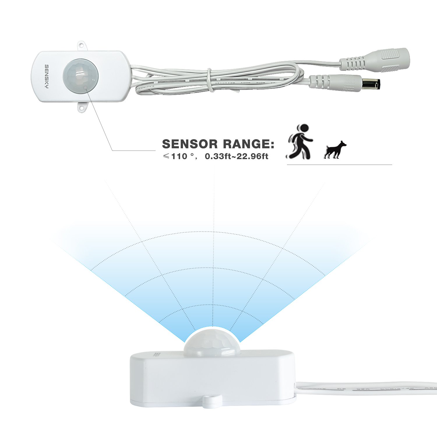 Sensky BS010W DC 12v to 30v PIR Motion Activated Sensor Switch DIY LED Lighting ( Delay Time, Sensor Distance Adjustable )