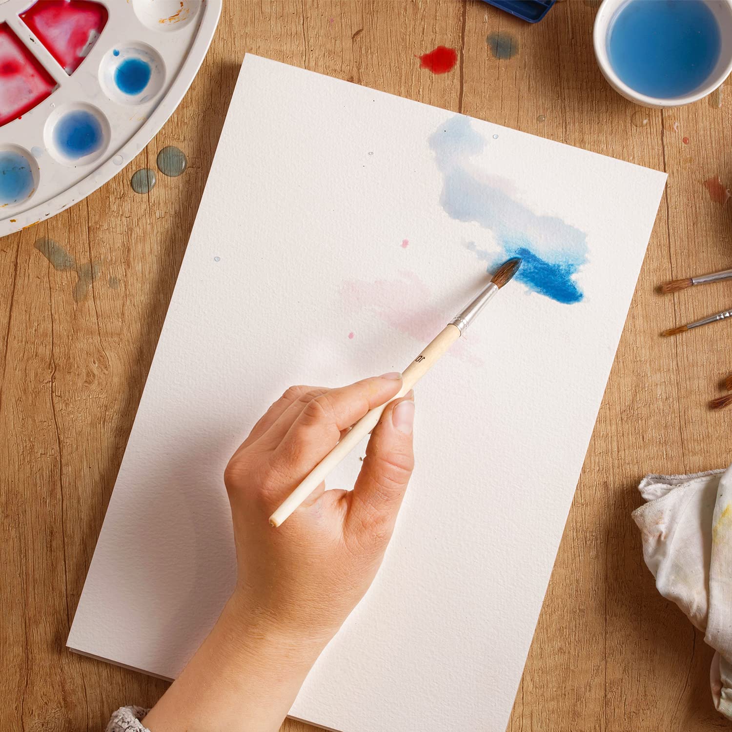 AUREUO Watercolor Canvas Pad - 12x16 Inch, 10 Sheets, 1 Pack - 270g, 100% Cotton White Blank Canvas for Watercolor Painting