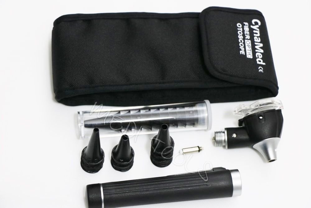 New Premium LED Bright Light Diagnostic Otoscope Pocket Size (Black) + 1 Free Extra Replacement Bulb