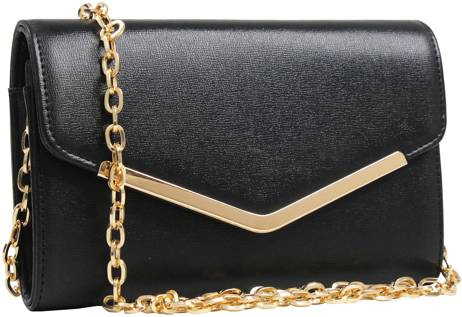 Autumnwell Clutch Purse Evening Bag for Women,Black Envelope Handbag With Detachable Chain for Wedding and Party