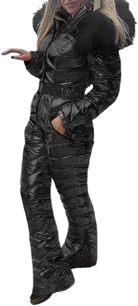 Aurgelmir Women Winter Ski Suit Fur Collar Coat Ski Jumpsuit Snowsuit