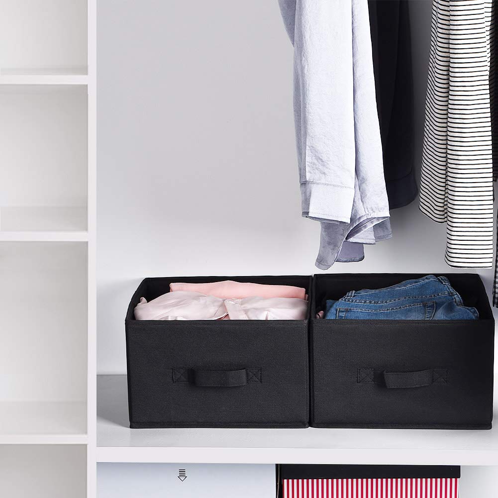 Aoolife Foldable Fabric Closet Drawer Organizer,Cube Storage Bins with Handle,Storage Cubes Basket Units in to storage Clothing, T Shirts, Leggings,Underwear, Bras, Socks and more- Set of 2