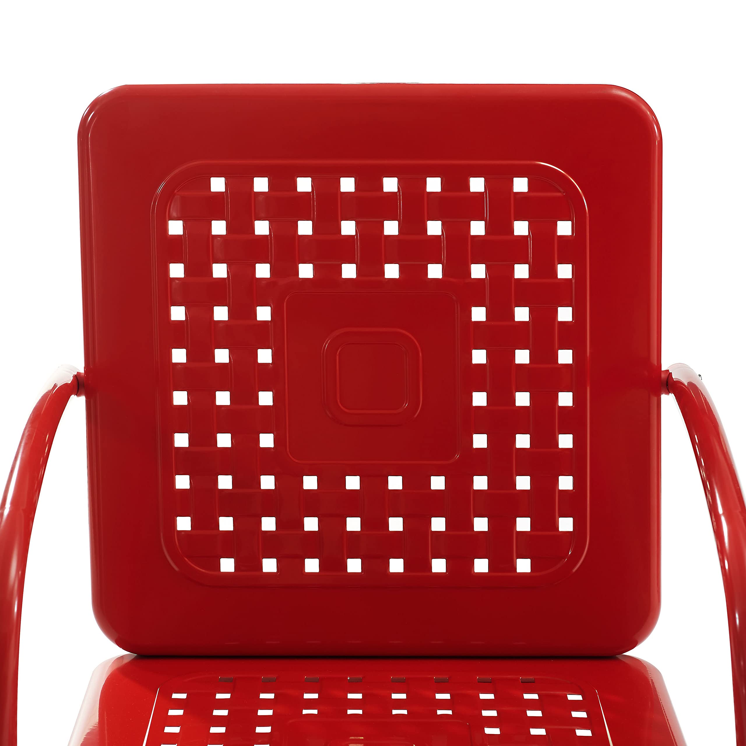 Crosley Furniture Bates 5-Piece Outdoor Dining Set for 4, Retro Metal Round Patio Table and Chairs for Deck, Bright Red Gloss