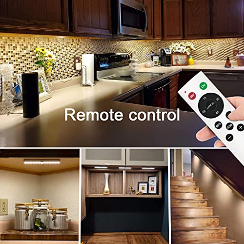 Anbock Remote Control Under Cabinet Lighting 6 Pack Battery Operated, 20 LED Closet Lights Wireless Stick On Lights with Touch Switch Night Light for Kitchen, Counter, Bedroom, 3 Colors…